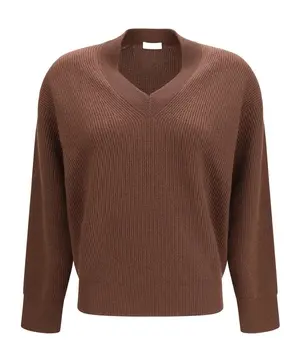 Brunello Cucinelli Ribbed-knit V-neck Sweater - No