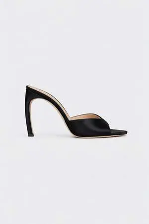 Victoria Beckham Harlow Open Toe Mule 100 Satin - Black