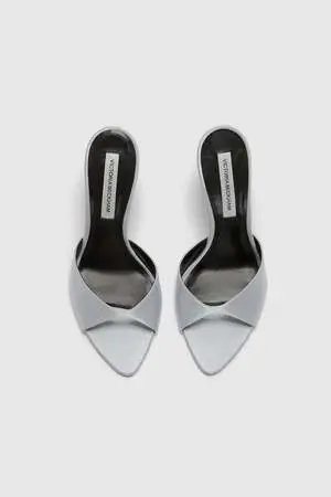 Victoria Beckham Harlow Open Toe Mule 100 Satin - Magnesium