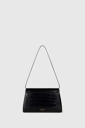 Victoria Beckham Dorian Trapeze Bag Croc Embossed Leather