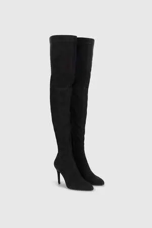 Victoria Beckham Harlow Thigh-high Boot 100 Stretch Suede - Black