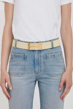 Victoria Beckham Dorian Frame Belt Jumbo 40mm Grainy Calf Leather - Ivory