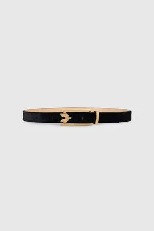 Victoria Beckham Dorian Pin-buckle Belt 25mm Hair Calf Leather - Black