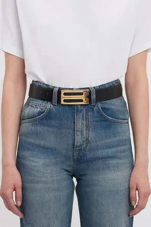 Victoria Beckham Dorian Frame Belt Jumbo 40mm Croc Embossed Leather