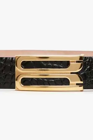 Victoria Beckham Dorian Frame Belt Jumbo 40mm Croc Embossed Leather