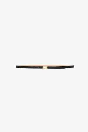 Victoria Beckham Dorian Frame Belt Micro 15mm Shiny Calf Leather - Black