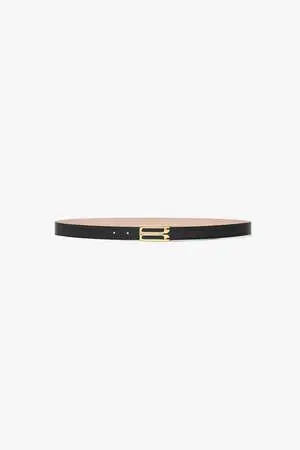 Victoria Beckham Dorian Frame Belt 25mm Croc Embossed Leather - Black