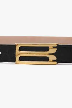 Victoria Beckham Dorian Frame Belt 25mm Croc Embossed Leather