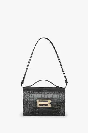 Victoria Beckham Dorian Bag Croc Embossed Leather - Black