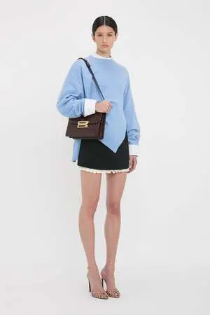 Victoria Beckham Dorian Bag Croc Embossed Leather - Espresso