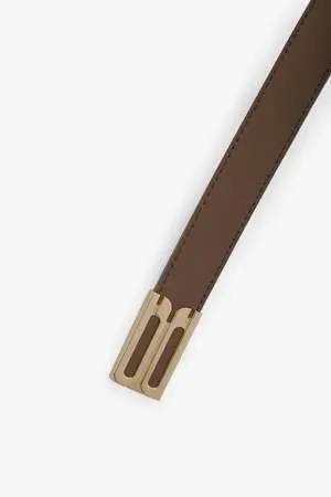 Victoria Beckham Dorian B Finite Belt 20mm Dove Soft Calf Leather