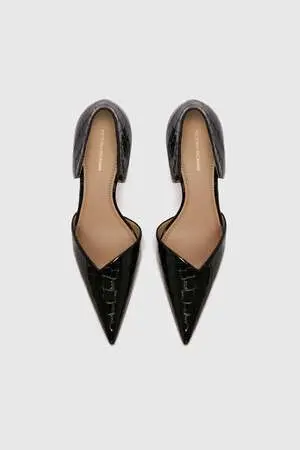 Victoria Beckham Angle D'orsay Pump 115 Croc Embossed Leather