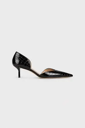 Victoria Beckham Angle D'orsay Pump 55 Croc Embossed Leather - Black
