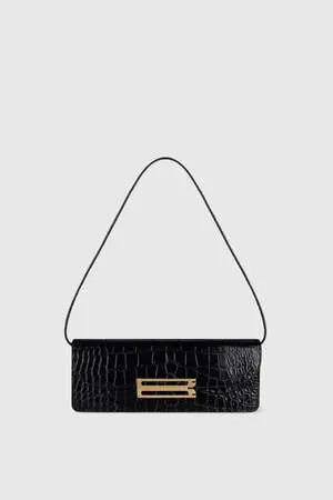 Victoria Beckham Dorian East-west Clutch Croc Embossed Leather