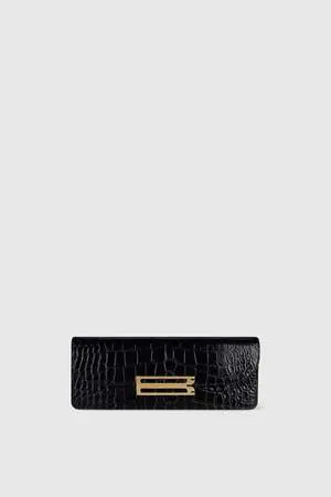 Victoria Beckham Dorian East-west Clutch Croc Embossed Leather