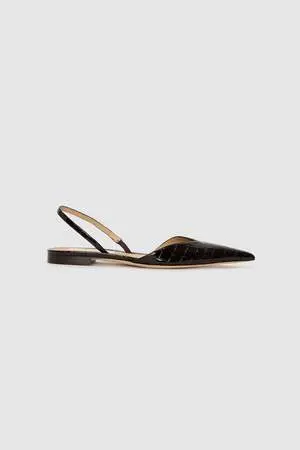 Victoria Beckham Angle Halter Back Flat Croc Embossed Leather