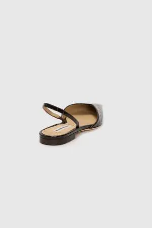 Victoria Beckham Angle Halter Back Flat Croc Embossed Leather