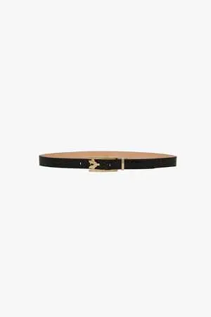 Victoria Beckham Dorian Pin-buckle Belt 25mm Croc Embossed Leather - Black