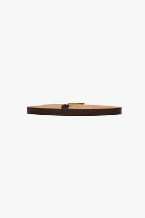 Victoria Beckham Dorian Pin-buckle Belt 25mm Croc Embossed Leather - Dark Brown