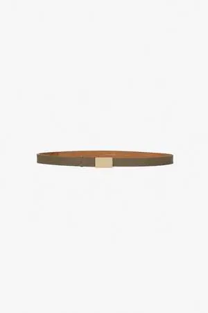 Victoria Beckham Portofino Mirror Belt 25mm Fossil Shiny Calf Leather - Grey