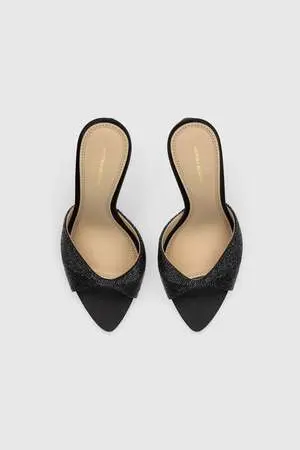 Victoria Beckham Harlow Open Toe Mule 100 Beaded Satin - Black