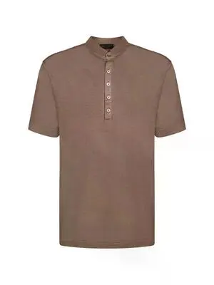 DELL'OGLIO Serafino Linen Mandarin-collar Polo Shirt