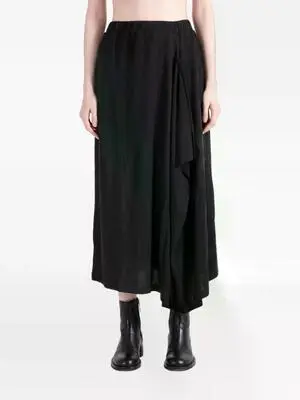 Yohji Yamamoto Asymmetric Draped Midi Skirt - Black