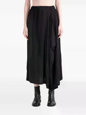 Yohji Yamamoto Asymmetric Draped Midi Skirt - Black