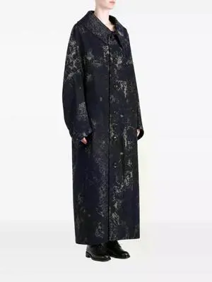 Y’s Jacquard-patterned Single-breasted Coat