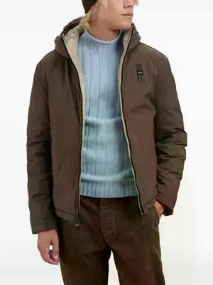 BLAUER. Reversible Logo-patch Hooded Jacket