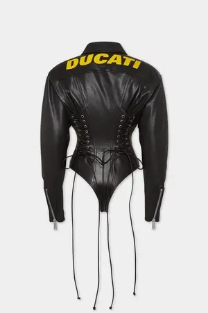 Dsquared2 Ducati X Laced Leather Biker Bodysuit