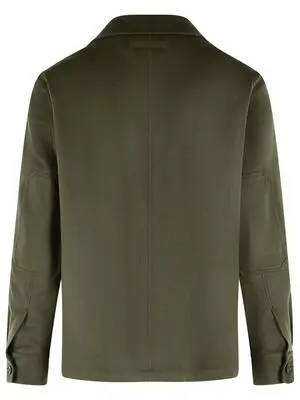 Zegna Alba Overshirt In Dark Olive Green Cashmere Oasis Mélange - Brown