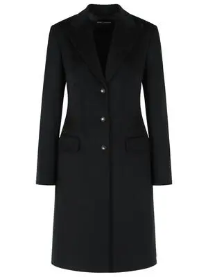 Dolce & Gabbana Single-breasted Wool Coat - Black