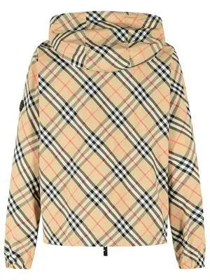 Burberry Salcombe Check Beige Sabbia Polyester Jacket - Cream