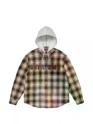 Supreme Appliqué Hooded Flannel Jacket - Brown