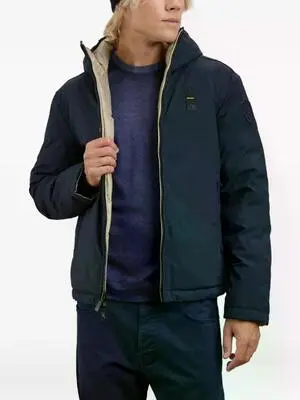 BLAUER. Reversible Logo-patch Hooded Jacket - Blue