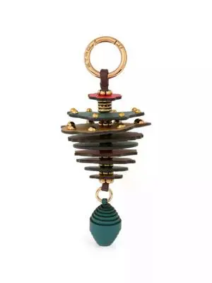 Etro Leather Charm With Discs And Beehive Detail - Brown