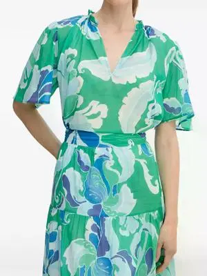 MORGAN Ruffled Print Blouse - Green