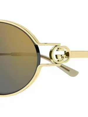Gucci Logo-detail Oval-frame Sunglasses