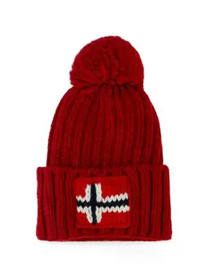 NAPAPIJRI Semiury Pompom-detail Beanie Hat - Red