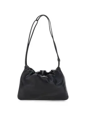 NOTHING WRITTEN Nella Ruched Leather Shoulder Bag - Black