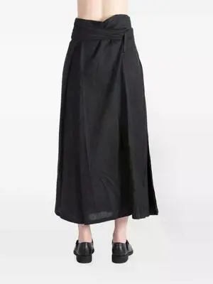 Yohji Yamamoto Wrap-style Pleated Midi Skirt