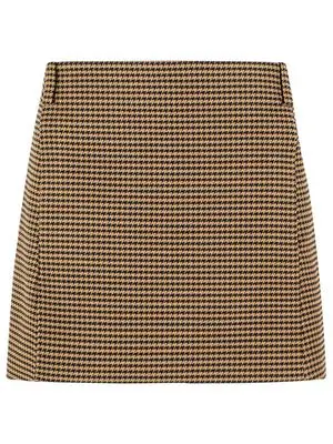 COURREGES Houndstooth' Mini Skirt In Viscose Blend - Brown