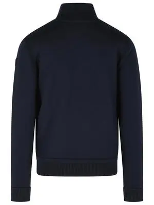 Moncler Padded Virgin Wool Cardigan With Zip Navy