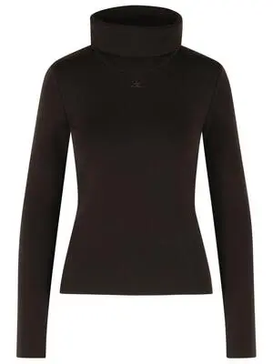 COURREGES Merino Wool Turtleneck Sweater - Brown