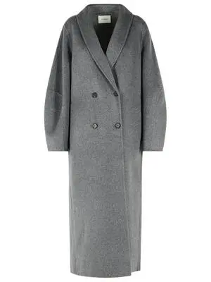 LISA YANG Shawl' Grey Wool And Cashmere Coat