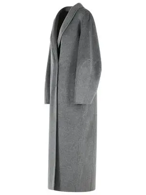 LISA YANG Shawl' Grey Wool And Cashmere Coat