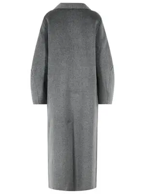 LISA YANG Shawl' Grey Wool And Cashmere Coat