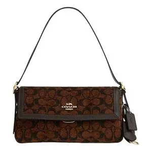 COACH Etta Small Flap Shoulder Bag Signature Chenille 'truffle