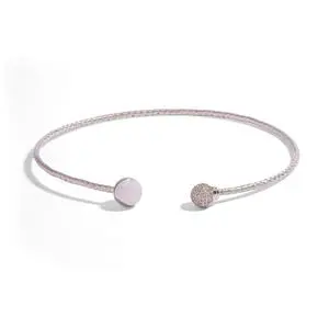 EBRU JEWELRY Woven Sterling Pave Sphere Choker Necklace - Silver
